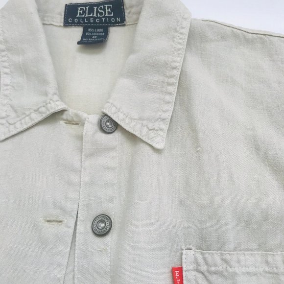 Elise Collection | Tops | Elise Collection Linen Blend Tan Button Down ...